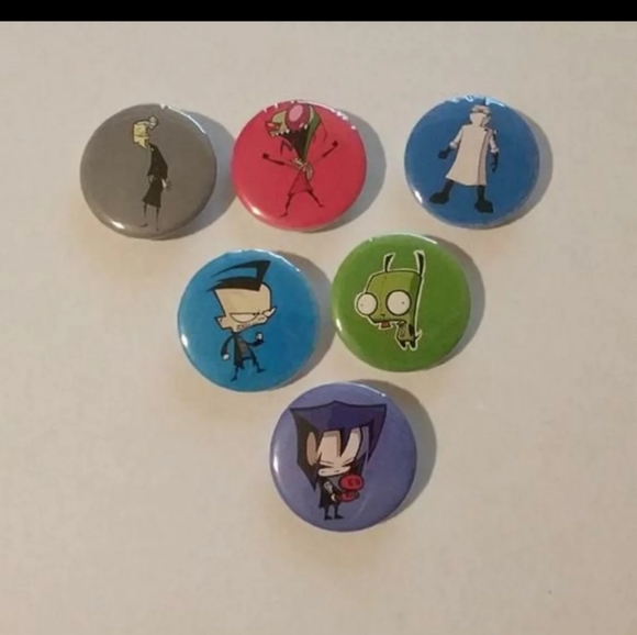 Handmade | Accessories | Handmade Invader Zim Character Button Pins Set ...